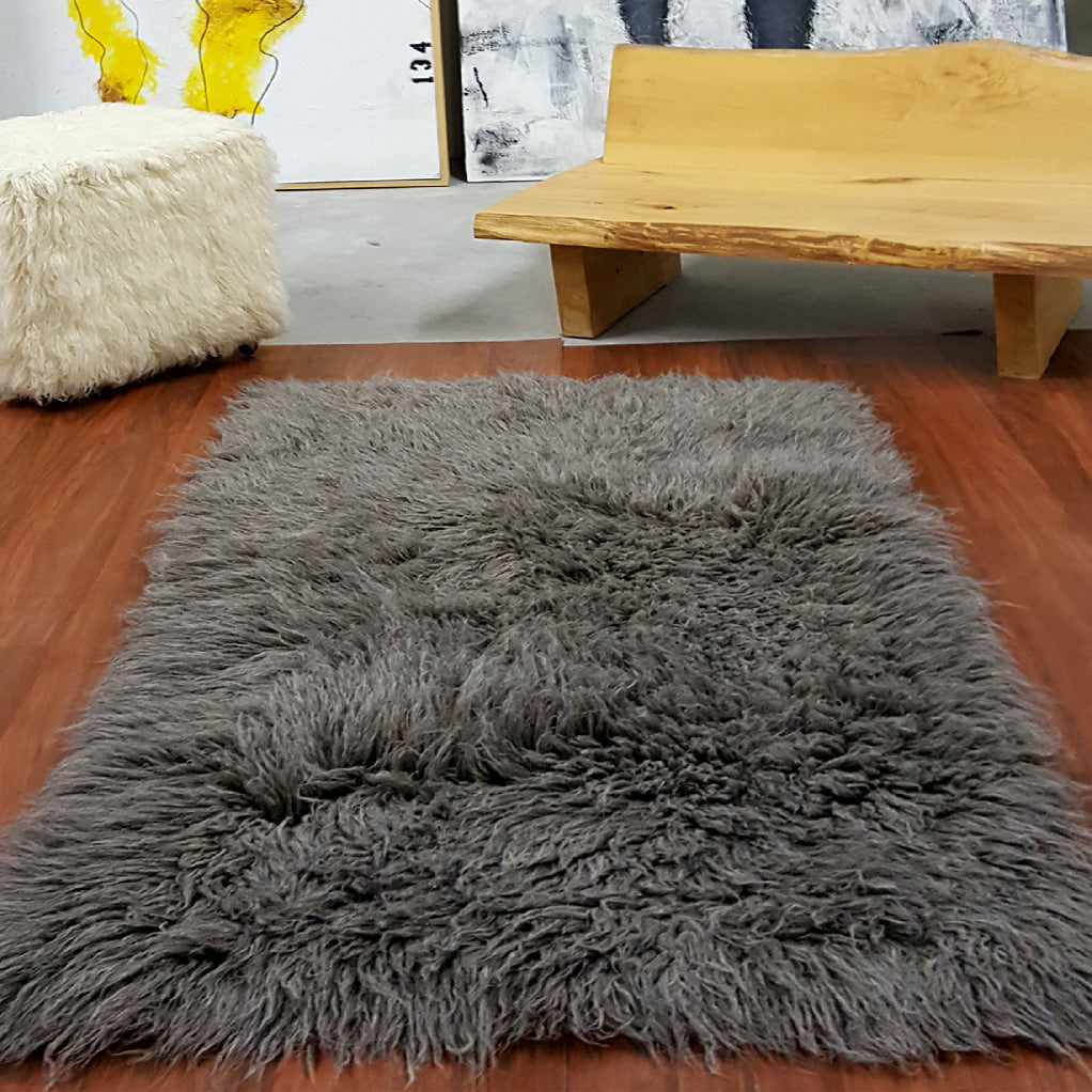 SUPER THICK 3X5 GRAY FLOKATI RUG | THICK 3000gsm WEIGHT | LONG 3.5" PI