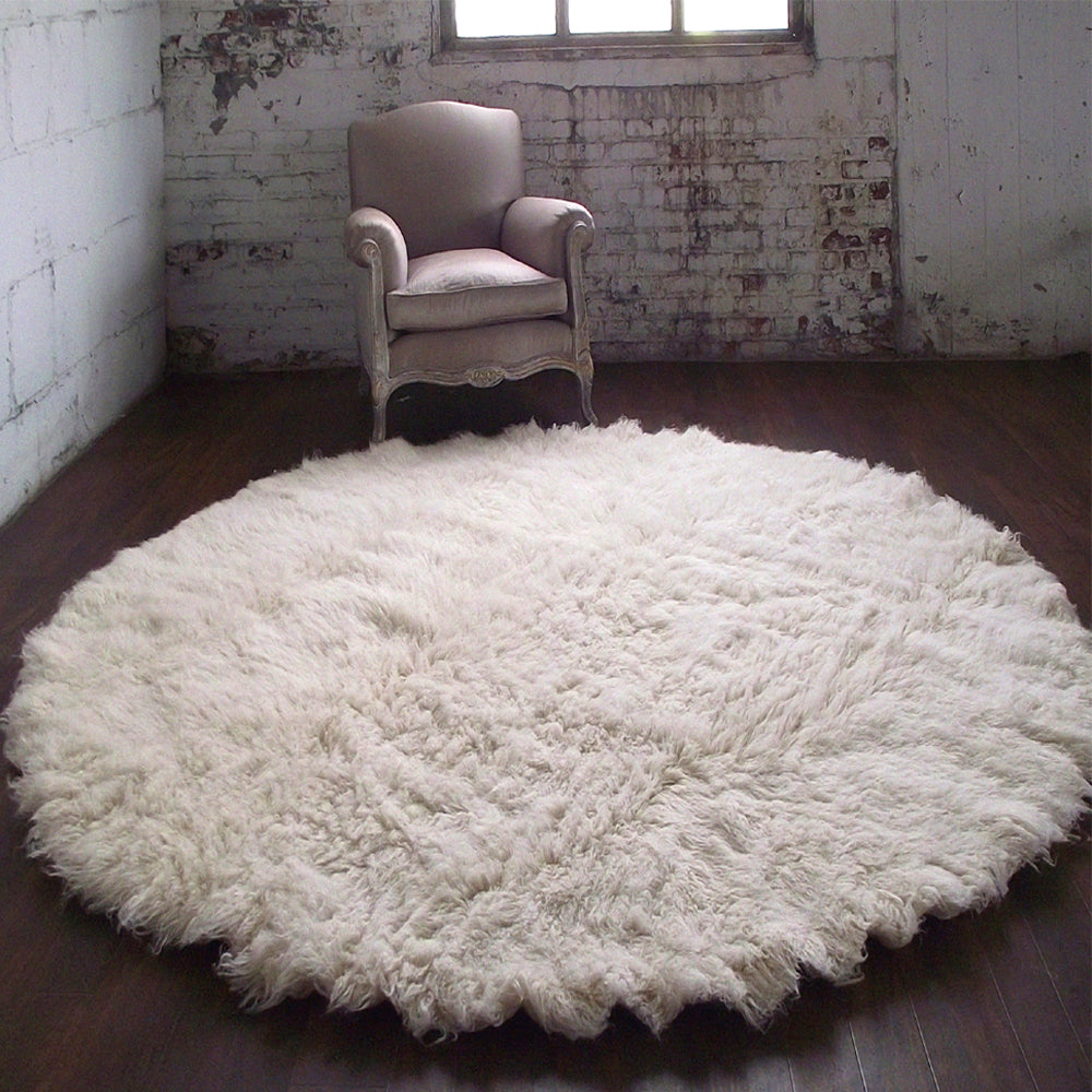 SUPER THICK ROUND FLOKATI RUG | PLUSH 3.5" SHAG PILE | 3000 GRAM WEIGH