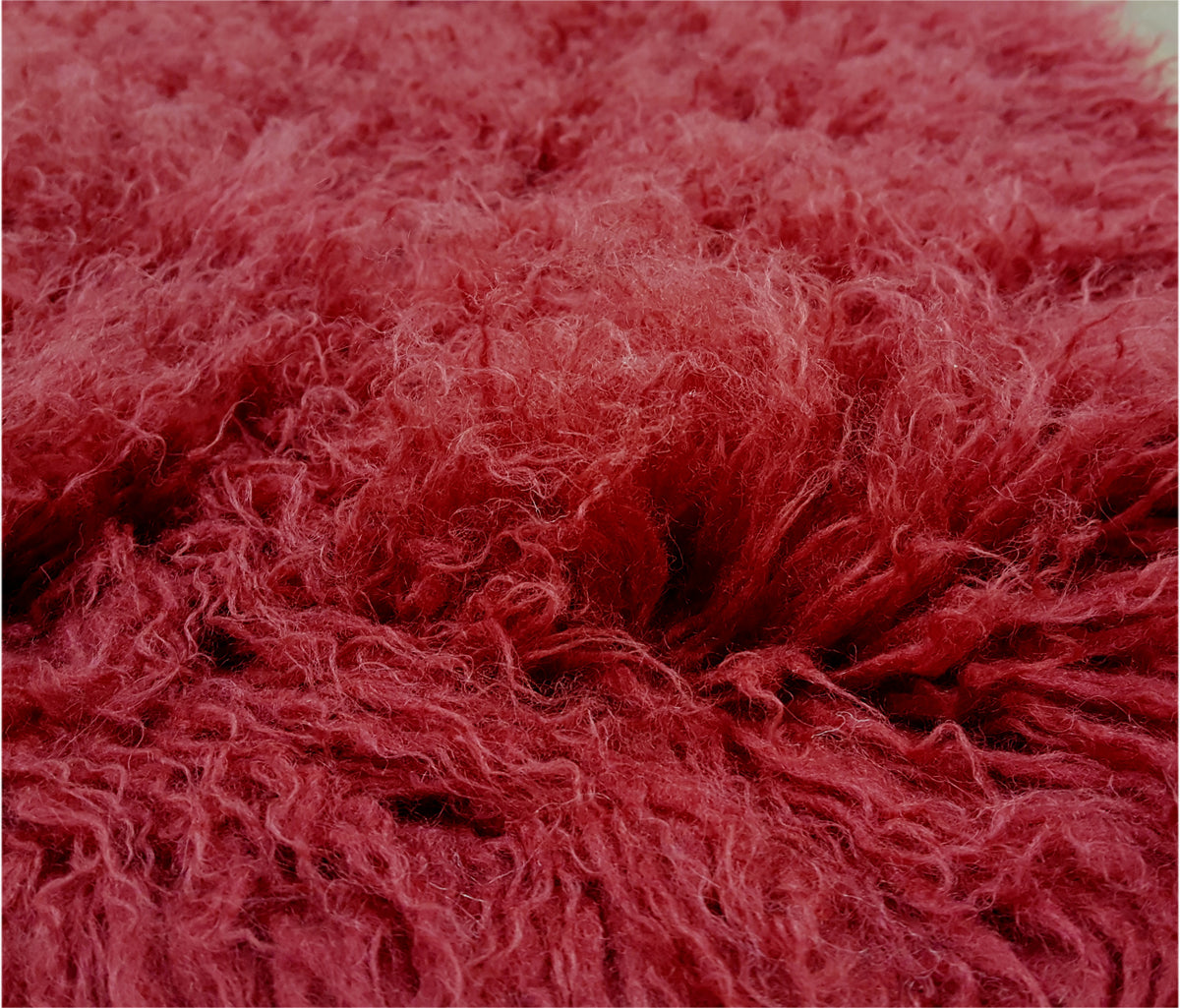 STYLISH 3X5 BORDEAUX RED FLOKATI RUG | THICK 3.5" WOOL PILE | GREAT QU