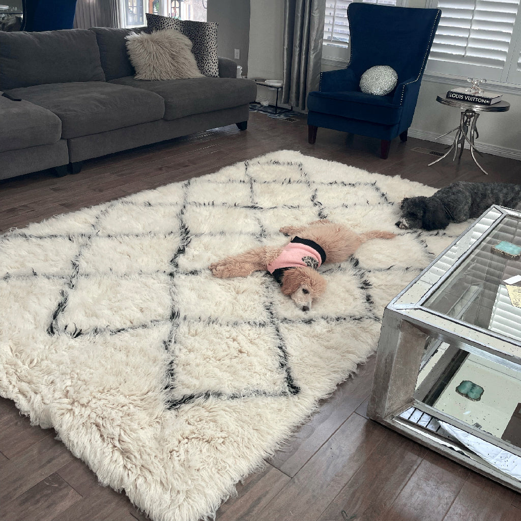 DESIGNER FLOKATI RUGS | SOFT 4" PILE | WOOL AREA RUGS | ASSORTED SIZES